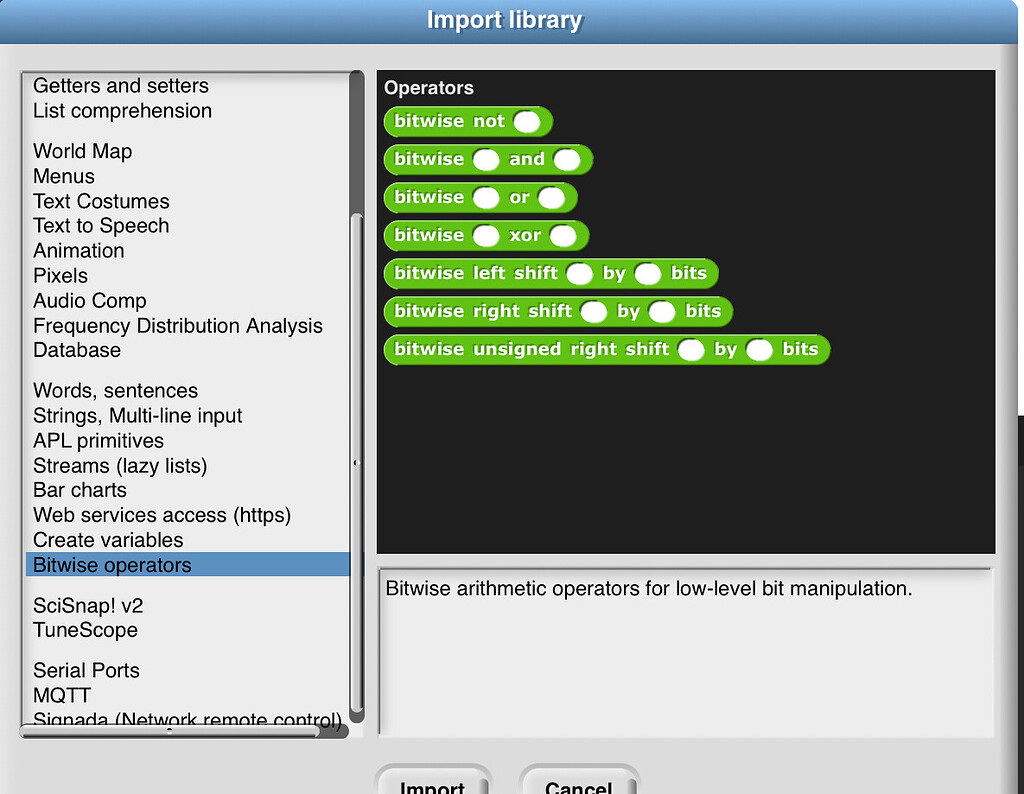 The bitwise operators no longer have symbols - Snap! Bugs - Snap! Forum